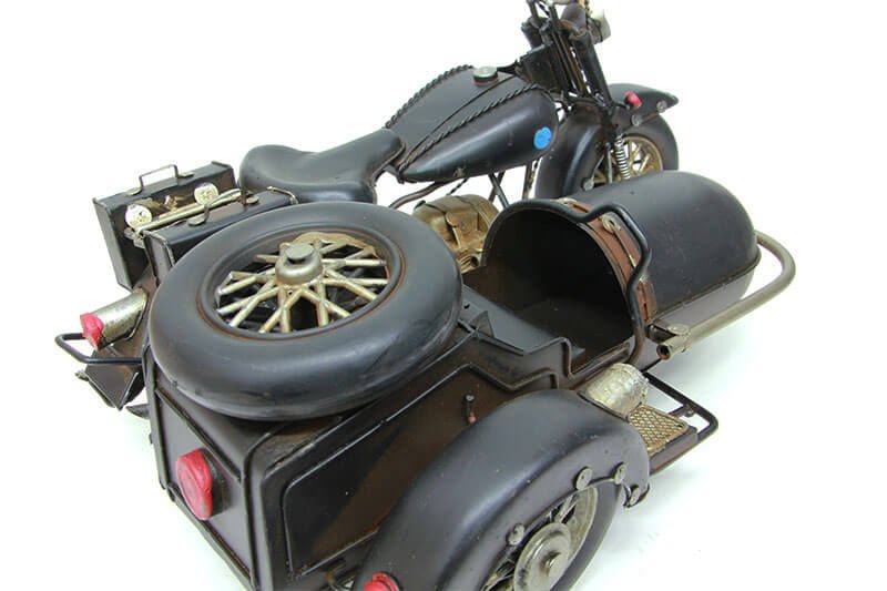 El Yapımı Metal Sepetli Motosiklet Modeli | Dekoratif Metal Motor